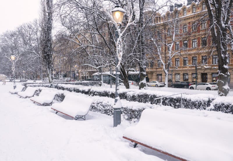Esplanade Park after the Snowfall in Helsinki Editorial Stock Image ...