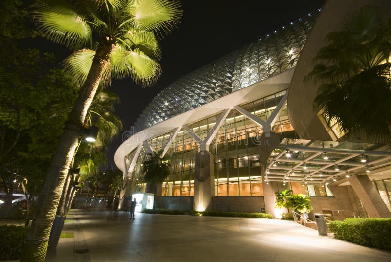 Esplanade of Singapore stock image. Image of night, green - 10046173