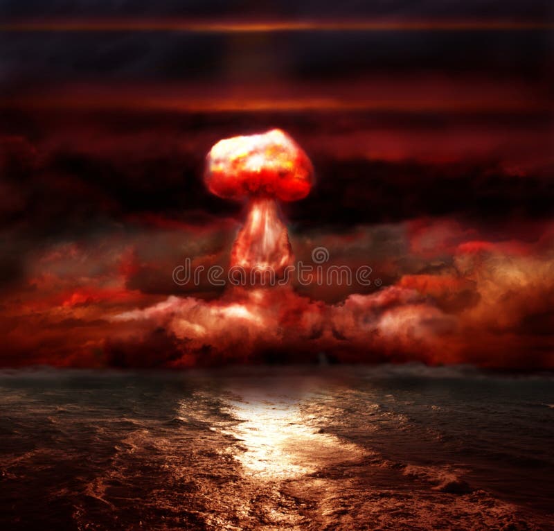 Esplosione Della Bomba Nucleare Fotografia Stock - Immagine di colpire ...