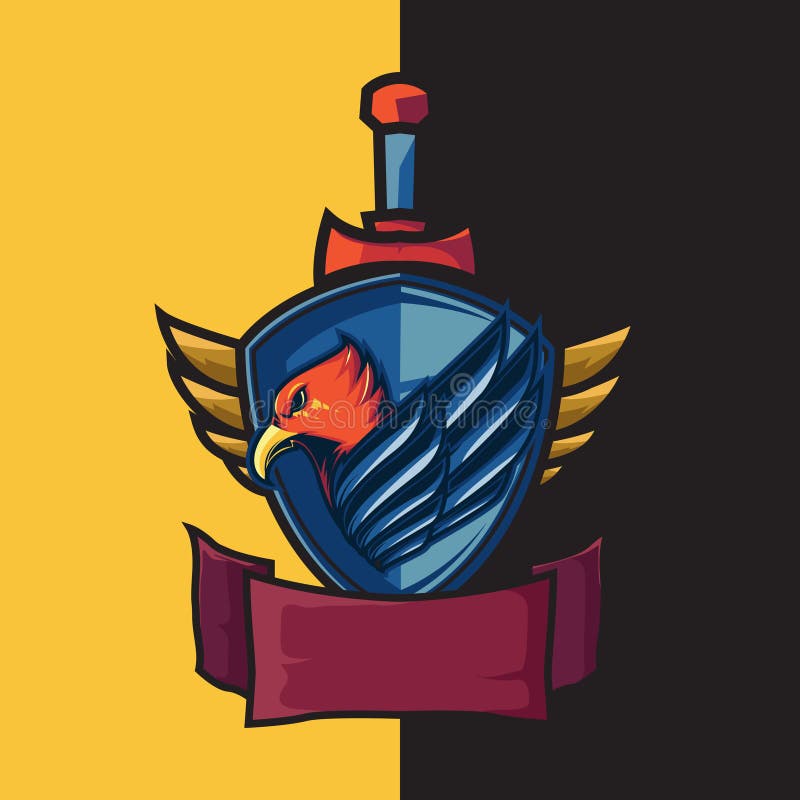 Badge Blue Winged Shield for Esport Logo Design Ornament Stock Vector ...