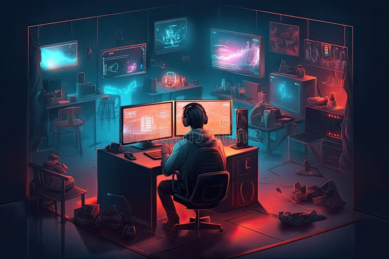 Esport Player, Gamer Competition Game Room, Computer Concept Art ...