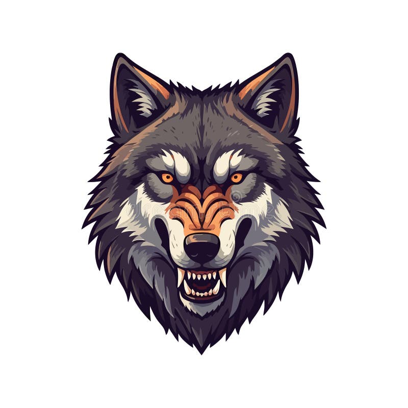 An Esports Style Illustration Featuring an Angry Wolf Head Logo Stock ...