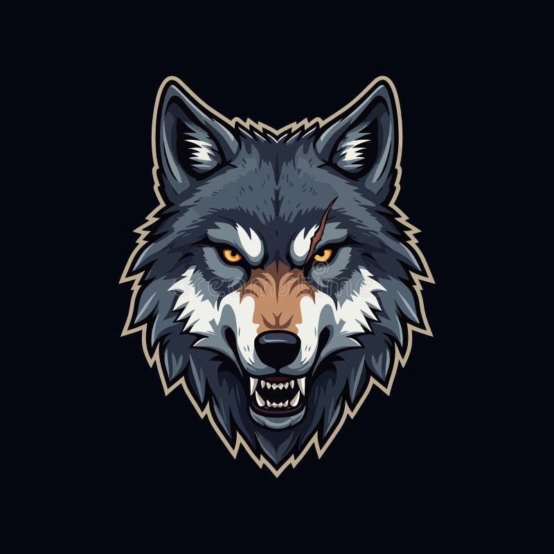 An Esports Style Illustration Featuring an Angry Wolf Head Logo Stock ...