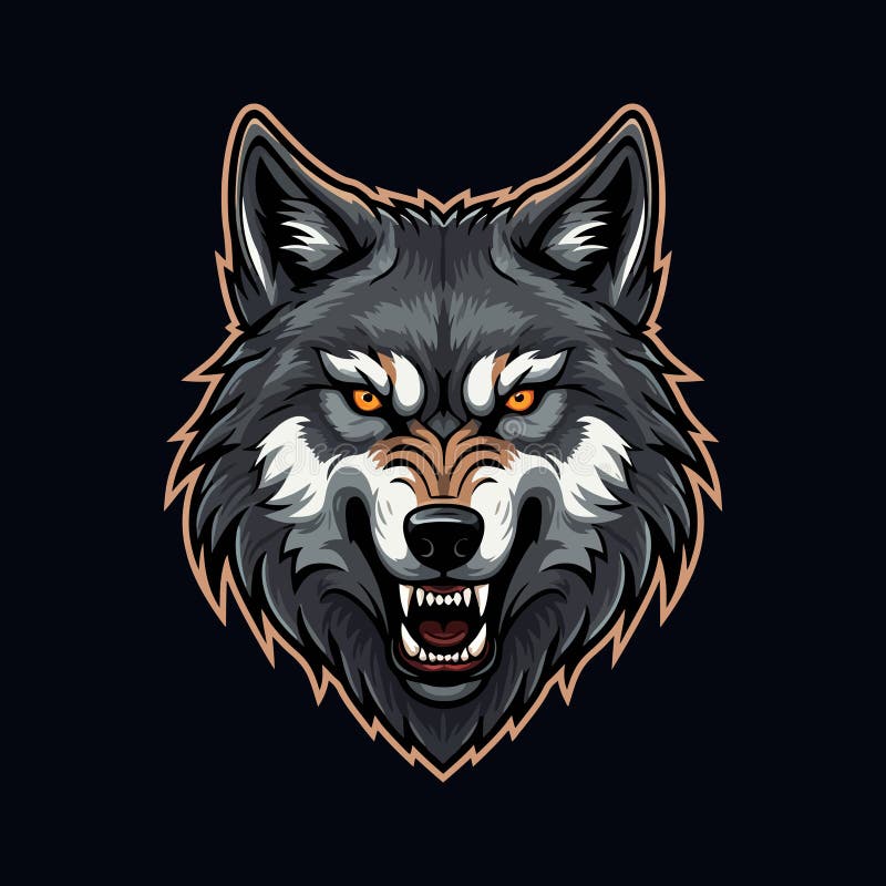 An Esports Style Illustration Featuring an Angry Wolf Head Logo Stock ...