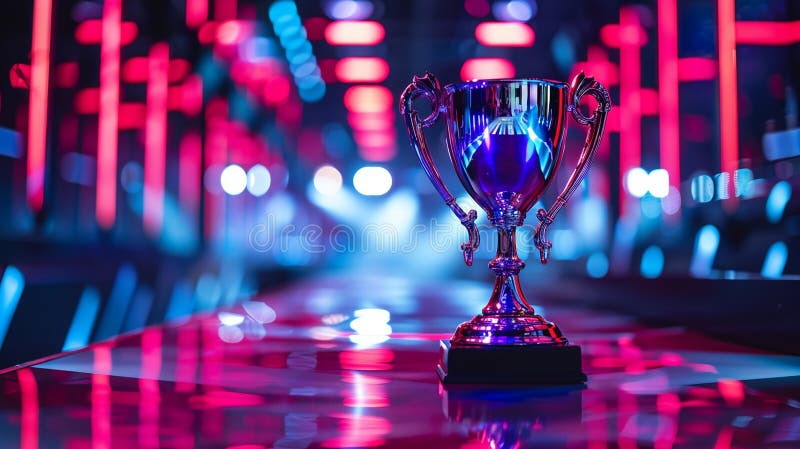 The Esports Winner Trophy Standing on the Stage, AI Generative Stock ...