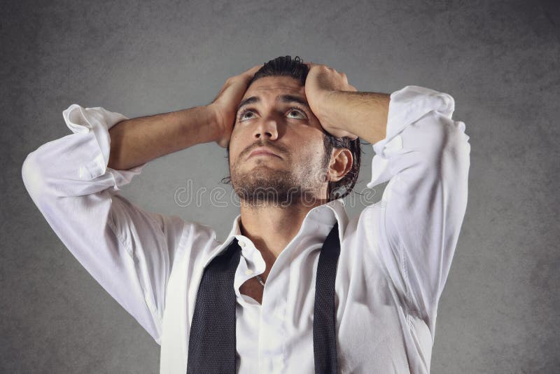 Espressione Disperata Di Un Uomo Bello Fotografia Stock - Immagine di ...