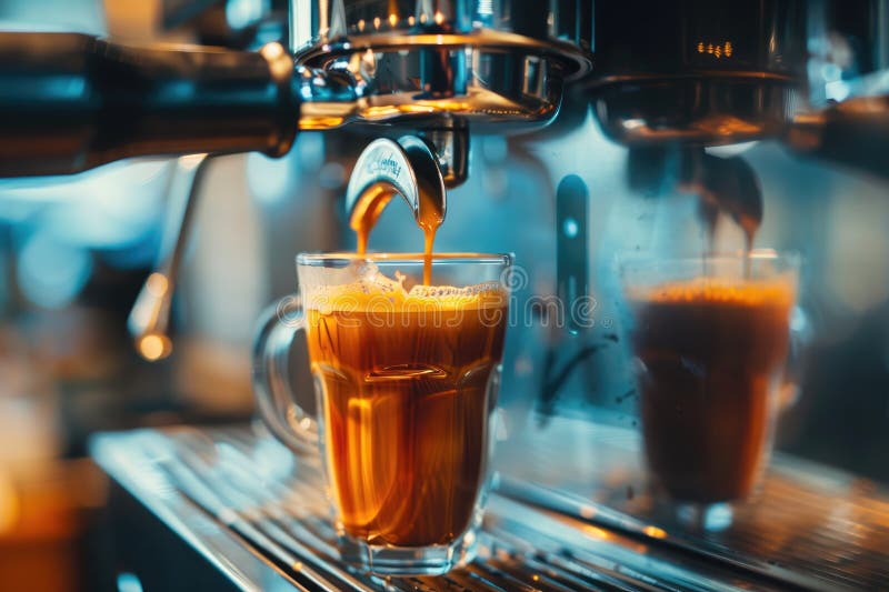 Espresso Being Brewed into a Glass Cup Stock Illustration ...