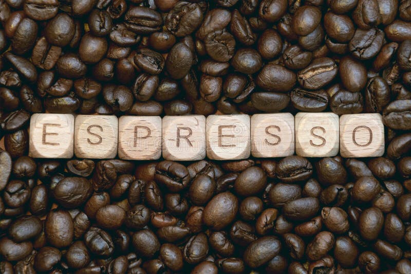 Espresso Coffee Beans with Letter Blocks Displaying Word Espresso Stock ...