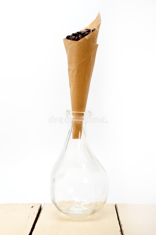 Espresso Coffee Beans on a Paper Cone Stock Image - Image of drink ...