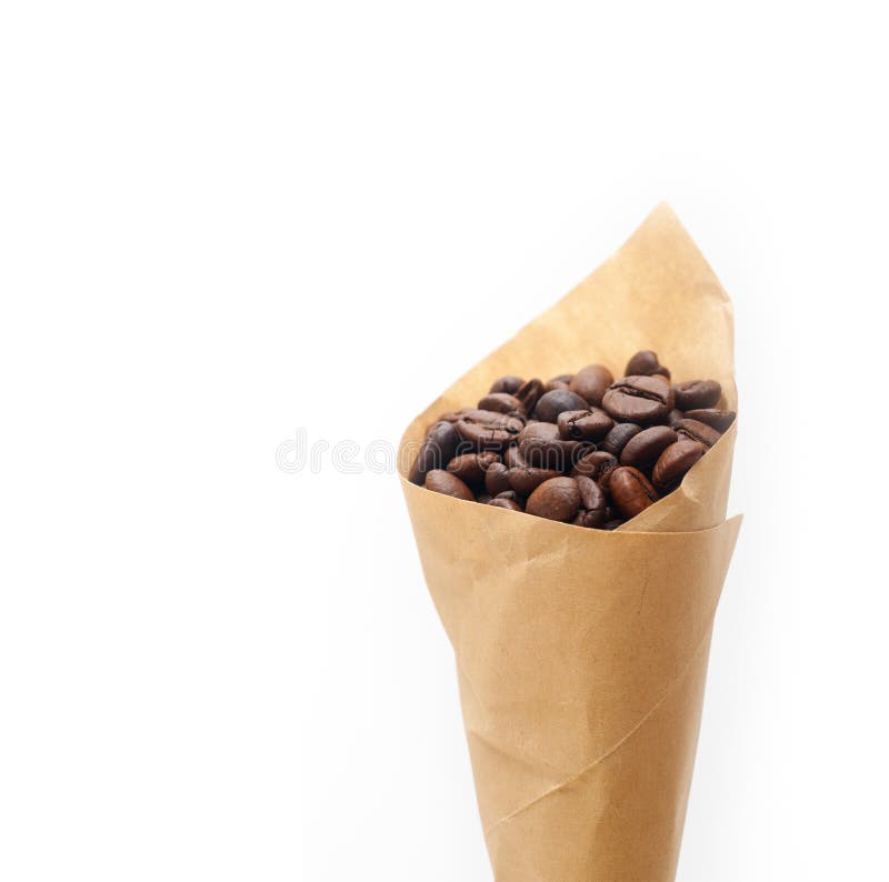 Espresso Coffee Beans on a Paper Cone Stock Photo - Image of caffeine ...