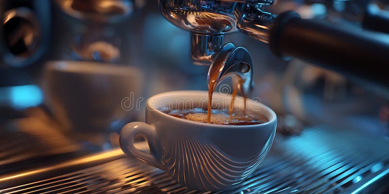 Espresso Coffee Brewing Process Closeup Dark Roast Cafe Beverage Stock ...