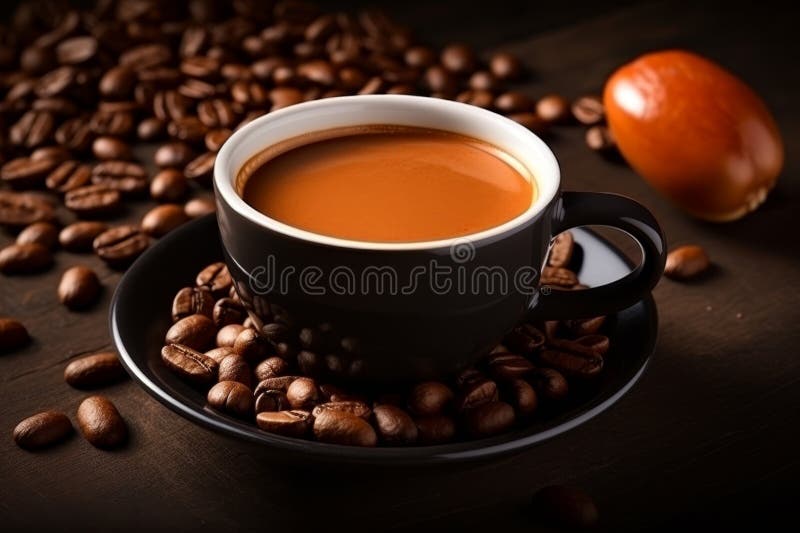 Espresso Coffee Cup and Beans on Vintage Table, Coffee Break Relaxation ...