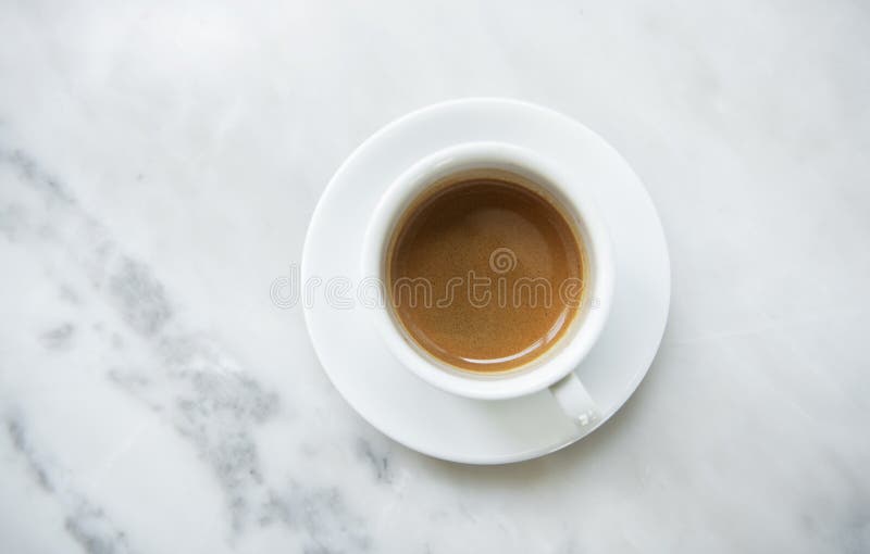 Espresso Coffee Cup Top View on Table in Cafe Stock Image - Image of ...