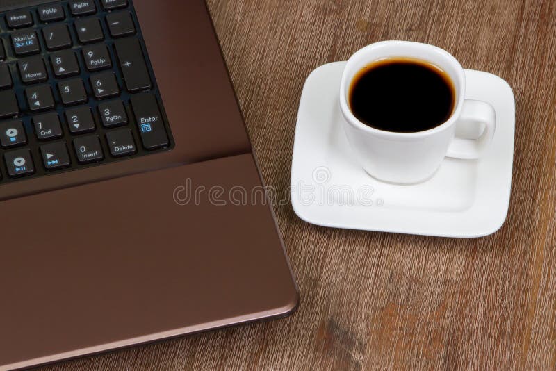 Espresso Coffee with Laptop Stock Image - Image of copy, notepad: 24865279