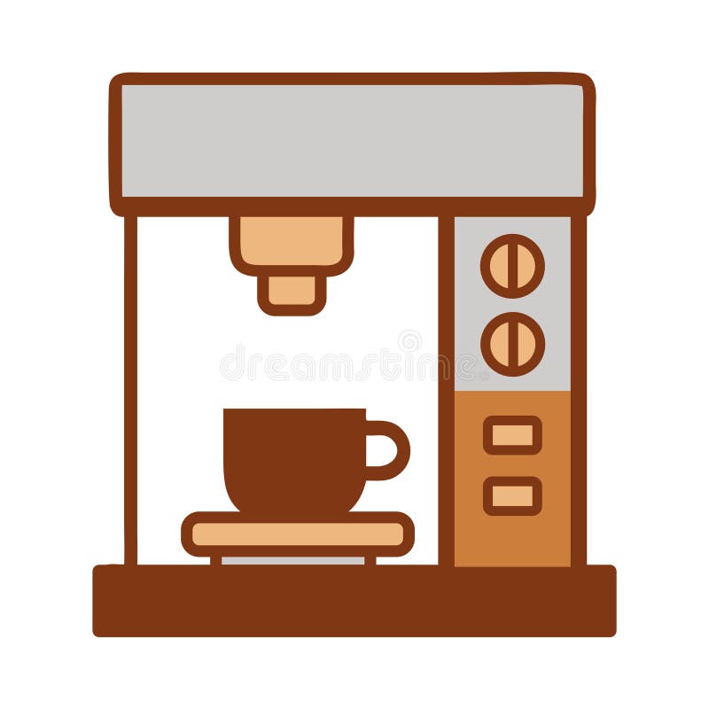 Espresso Coffee Machine with Cup and Steam Stock Vector - Illustration ...