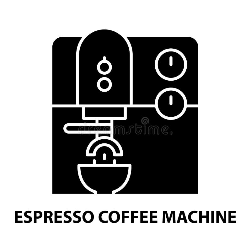 Espresso Coffee Machine Icon, Black Vector Sign with Editable Strokes ...