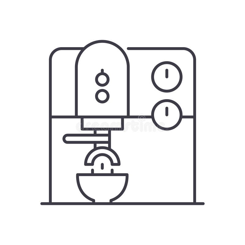 Espresso Coffee Machine Sign Icon, Black Vector Sign with Editable ...