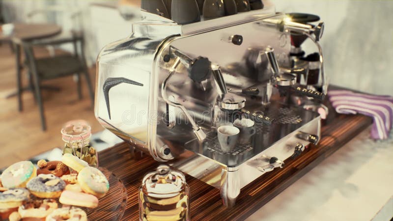 Espresso Coffee Machine in the Loft Office 12 Stock Footage - Video of ...