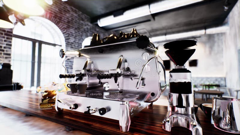 Espresso Coffee Machine in the Loft Office 9 Stock Video - Video of ...