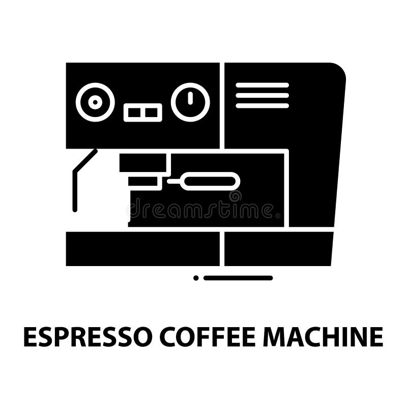 Espresso Coffee Machine Sign Icon, Black Vector Sign with Editable ...
