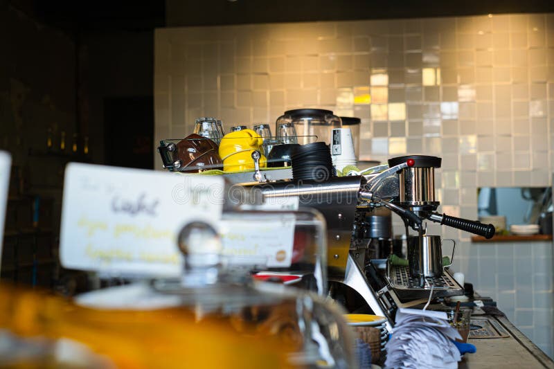 Espresso or coffee machine stock photo. Image of service - 293037074