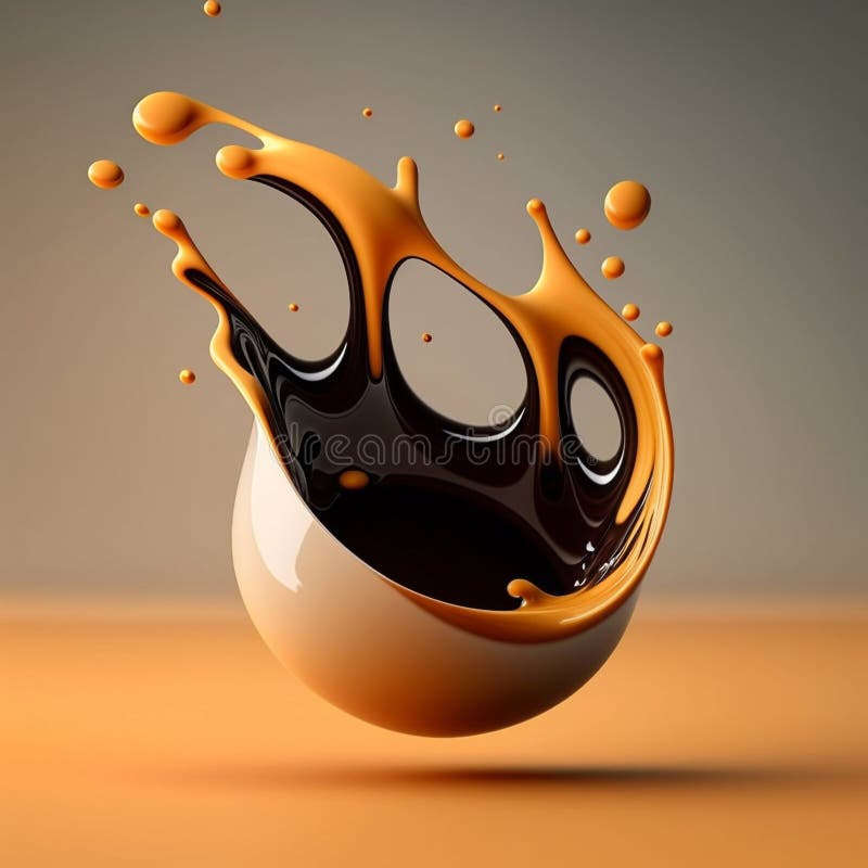 Espresso Coffee Pouring Out of a Cup Stock Illustration - Illustration ...