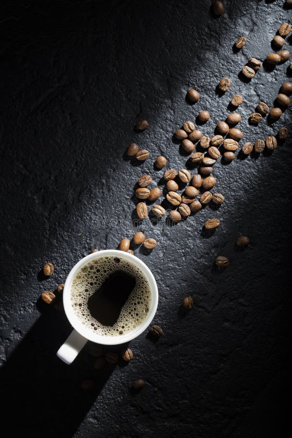 Espresso Cup on Black Background, Colombian Coffee Stock Image - Image ...