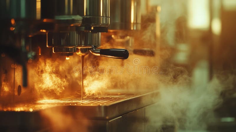 Espresso Machine Brewing Rich Coffee Steam Stock Illustration ...