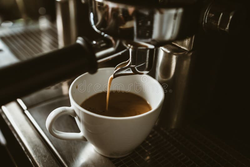 Espresso Machine in Coffee Shop Counter Offering Freshly Brewed Coffee ...