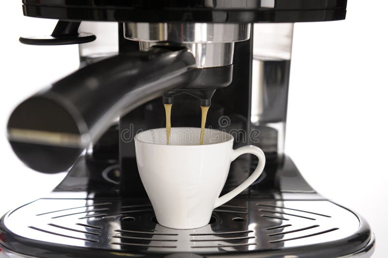 Espresso Machine and Cup of Coffee Stock Photo - Image of black, coffee ...