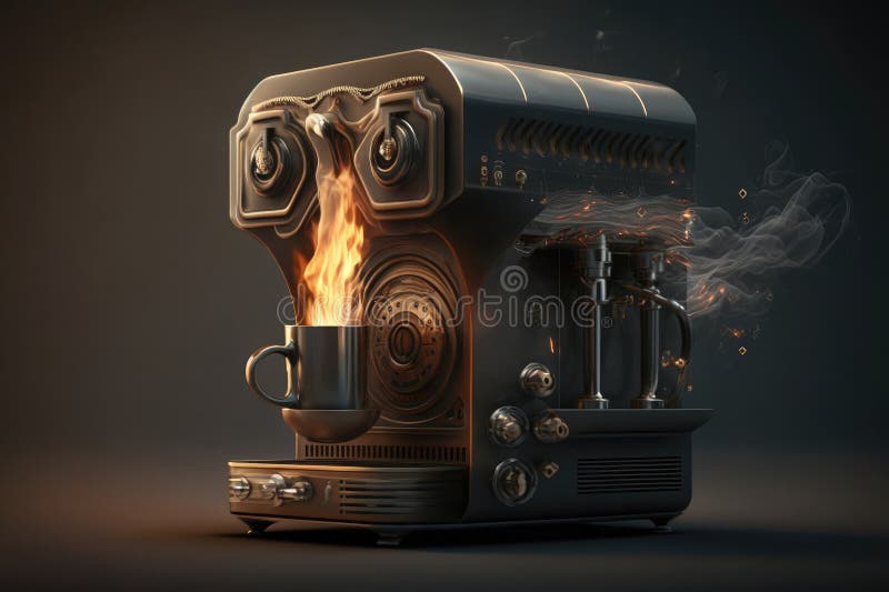 Espresso Machine Fire in Modern Apartment Design , Realistic ...