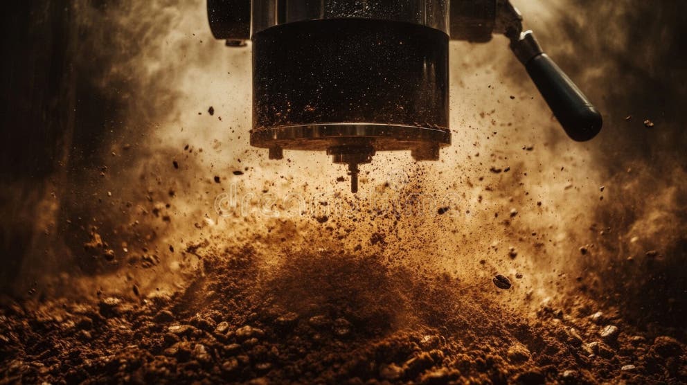 Espresso Machine Grinding Coffee Beans Creates Dust Cloud Stock ...