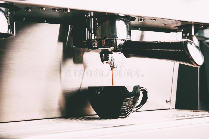 Espresso Machine Making Coffee with Cup in Coffee Shop Stock Photo ...