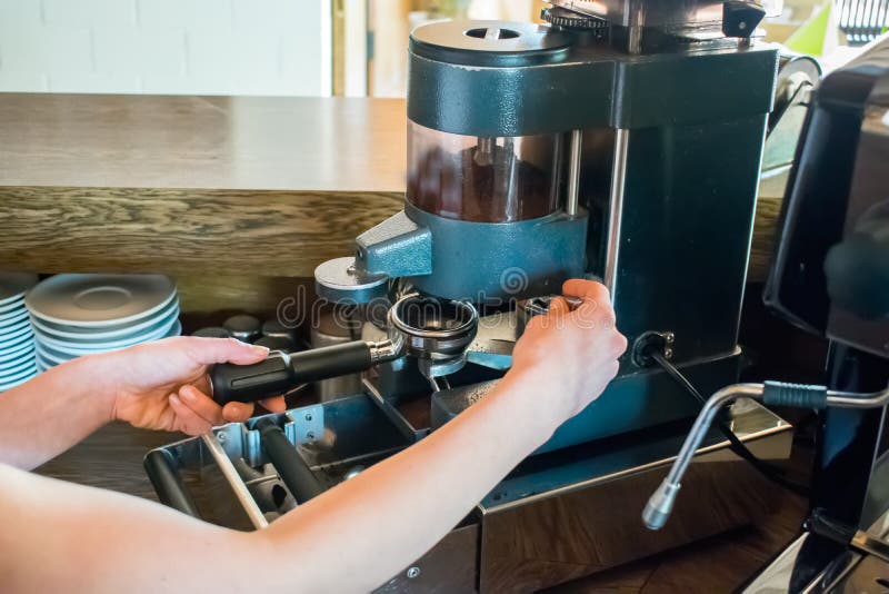 Espresso Machine Making Coffee in Pub, Bar, Restaurant Stock Image ...