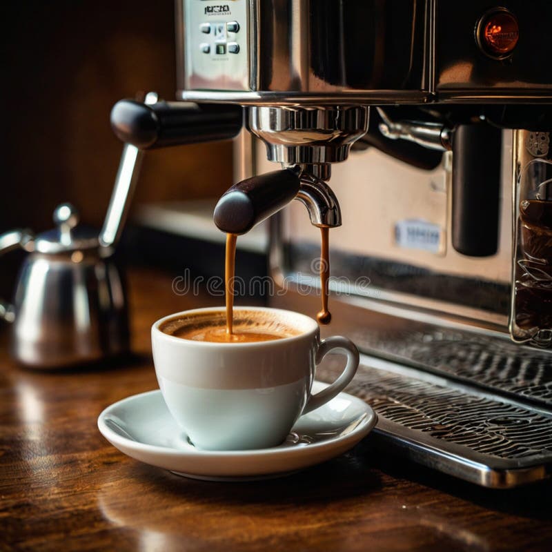 Espresso Machine Pouring Coffee into Cup Stock Illustration ...