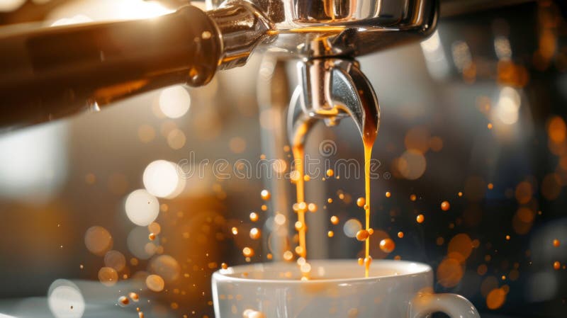 Espresso Machine Pouring Fresh Coffee.AI Generated Image Stock Image ...