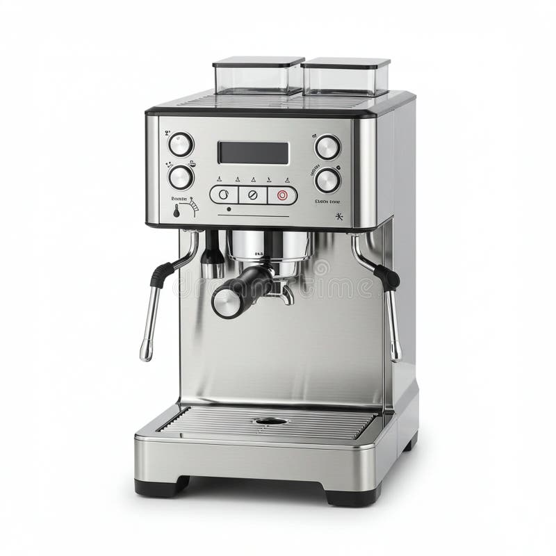 Espresso Machine with a Sleek Stainless Steel Exterior. the Front Panel ...