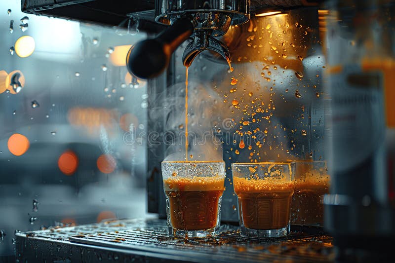 Espresso Machine with Steam and Coffee Stock Illustration ...