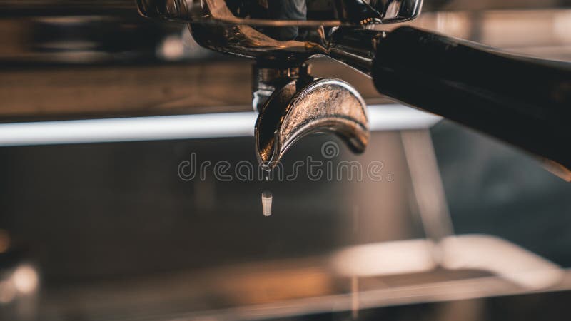 Espresso Maker Dripping after Making a Shot Stock Image - Image of ...
