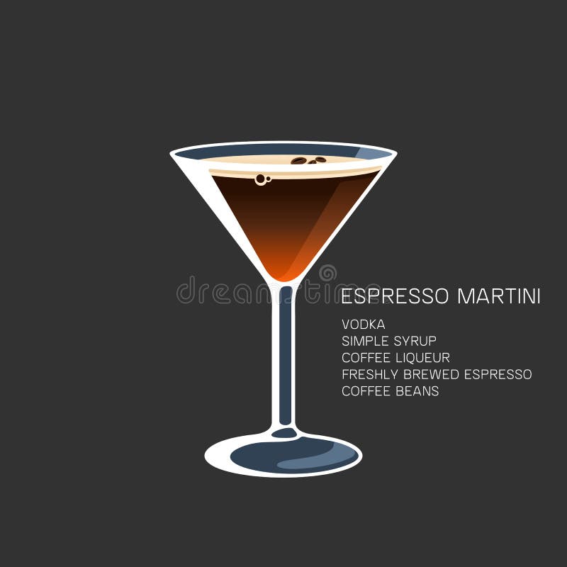 Espresso Martini Alcohol Coffee Beans Cocktail Vector Illustration ...
