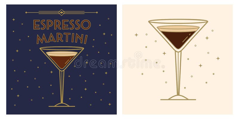 Espresso Martini - Cocktail Art Deco Illustration Stock Vector ...