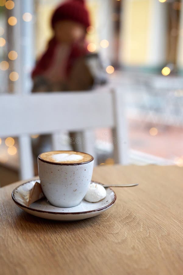 Espresso with Milk in the Cafeteria Stock Photo - Image of cute ...