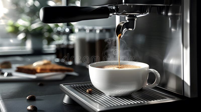 Espresso Pouring from Coffee Machine at Cafe. this is AI Generative ...