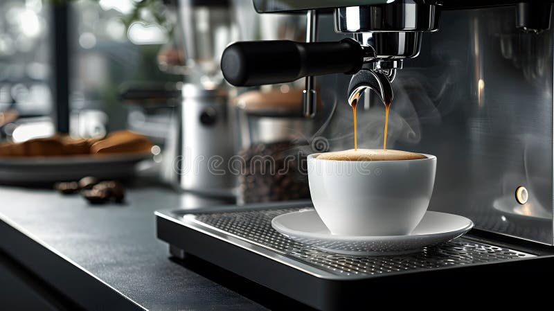 Espresso Pouring from Coffee Machine at Cafe. this is AI Generative ...