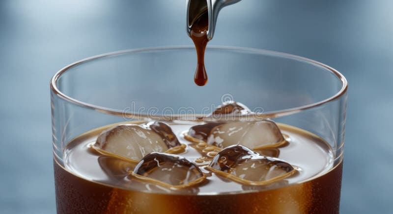 Espresso Pouring into Iced Coffee Glass Stock Illustration ...