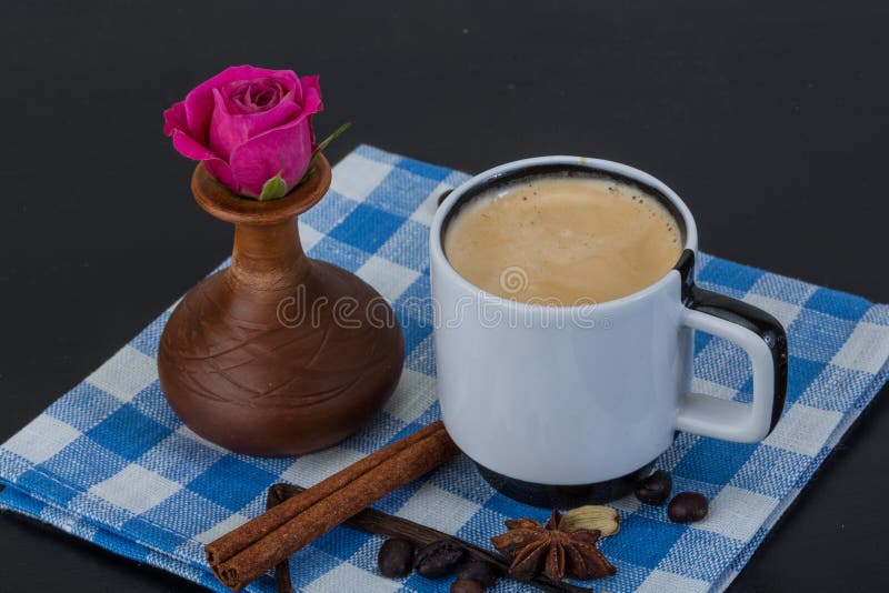 Espresso with rose stock photo. Image of rose, drink - 50102512