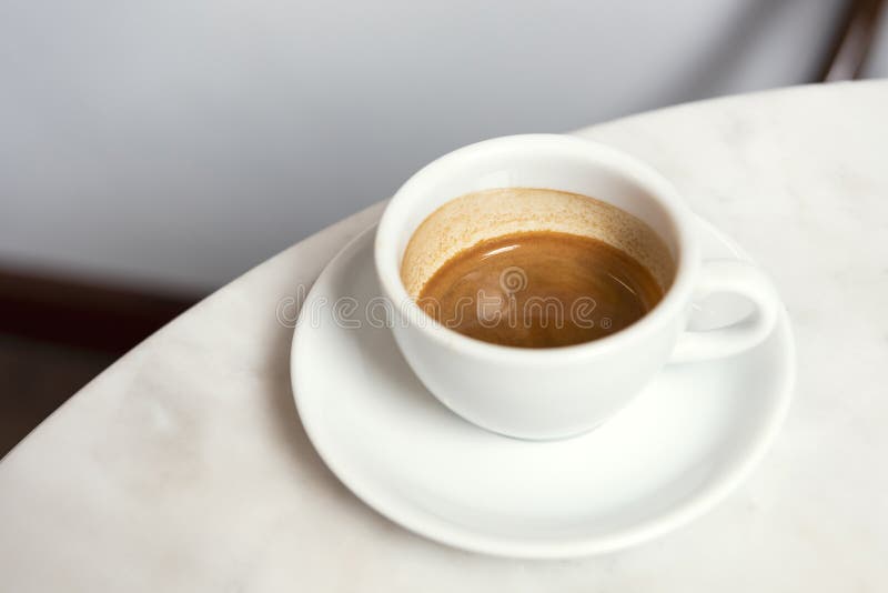 Espresso Shot Coffee ,top View on Marble Table in Cafe Stock Image ...