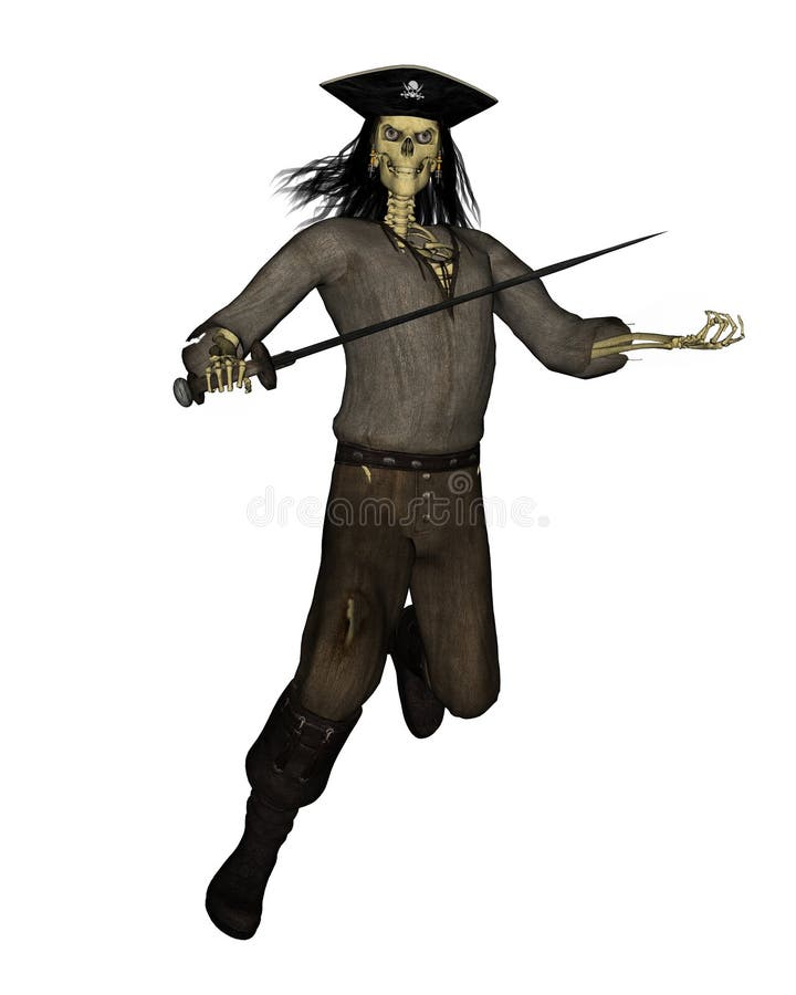 Desenhos Animados Do Esqueleto Do Pirata Ilustração do Vetor ...