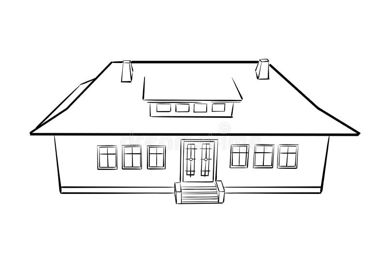 Esquema De La Casa Hermosa Del Pueblo - Vector Ilustración del Vector ...