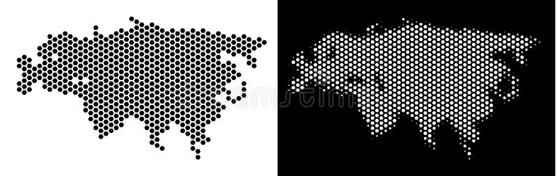 Esquema De La Hex.-teja Del Mapa De Eurasia Ilustración del Vector ...